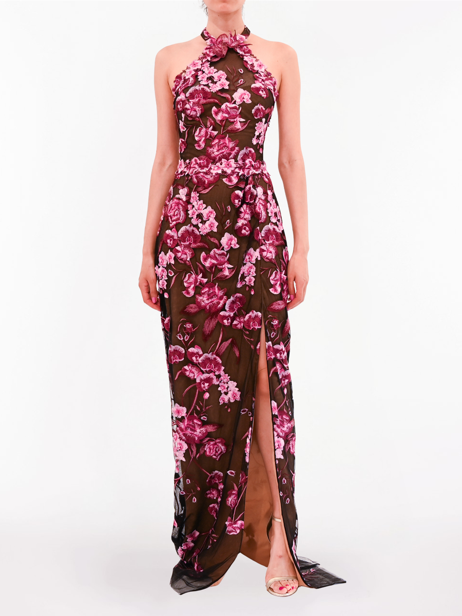 Bronix Botanicals Halter Column Gown – Marchesa