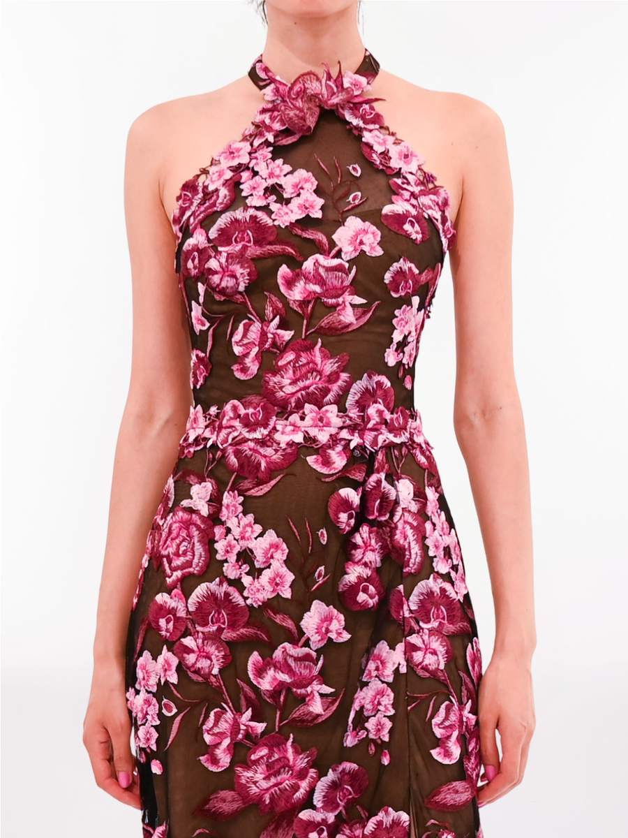 Bronix Botanicals Halter Column Gown – Marchesa